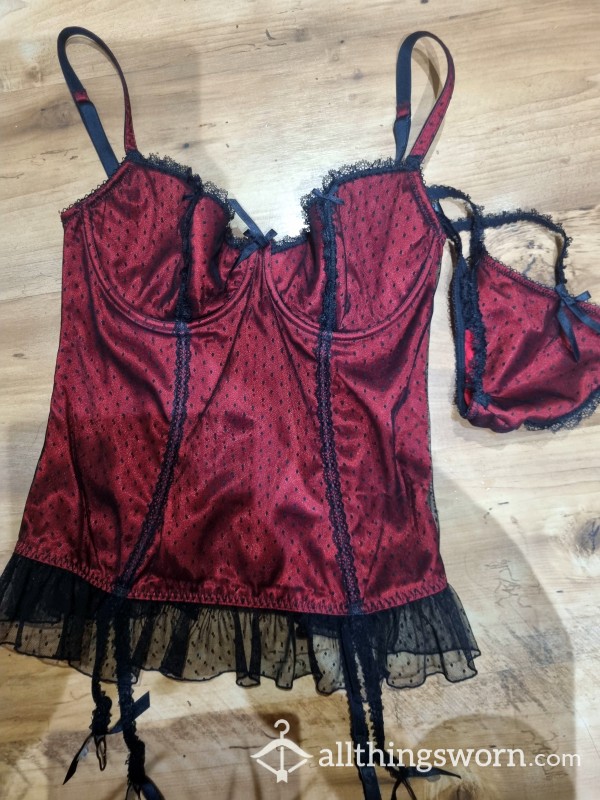 Sy N Seductive Dark Red Corset Basque With Matching T