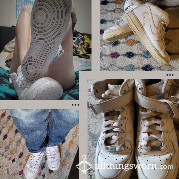 Worn Smelly Mid All White Dirty Nike AF1s