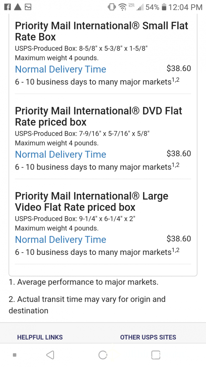 Small Flat Rate Shipping Box International Cost Refere
