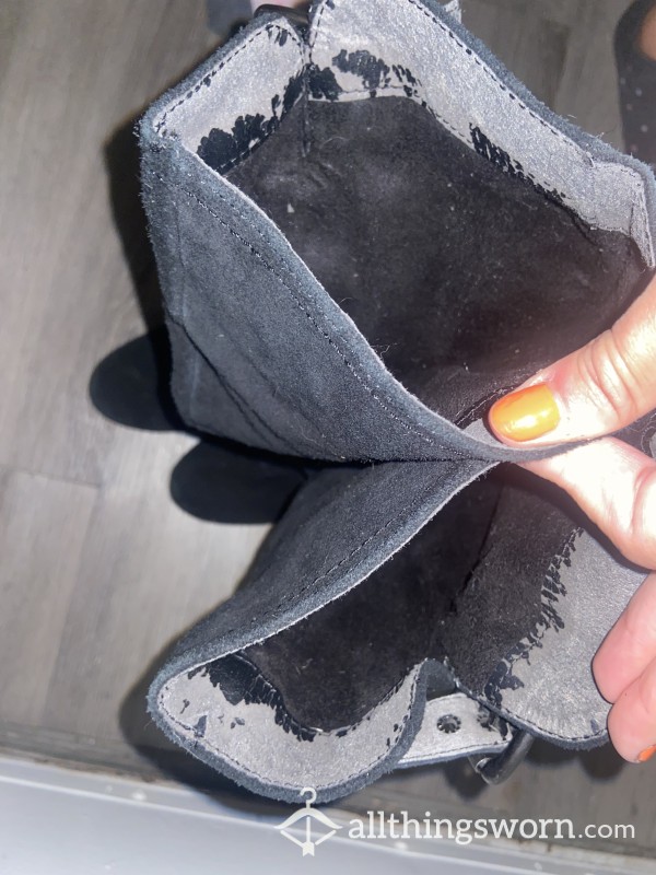 WELLWORN And Stinky Black Buckle Boots With Heel